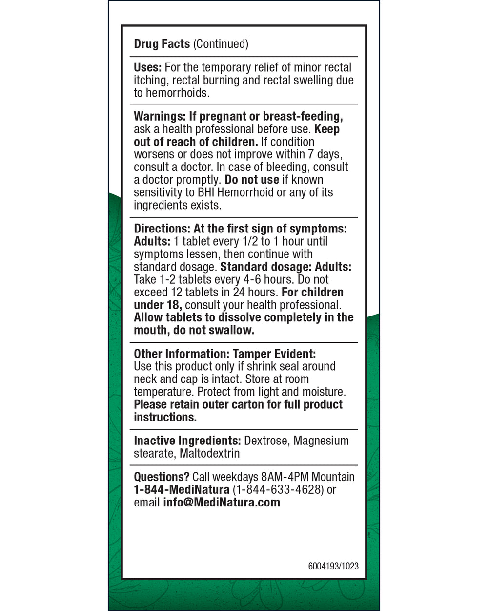 BHI Hemorrhoid Relief - 100 Tablets