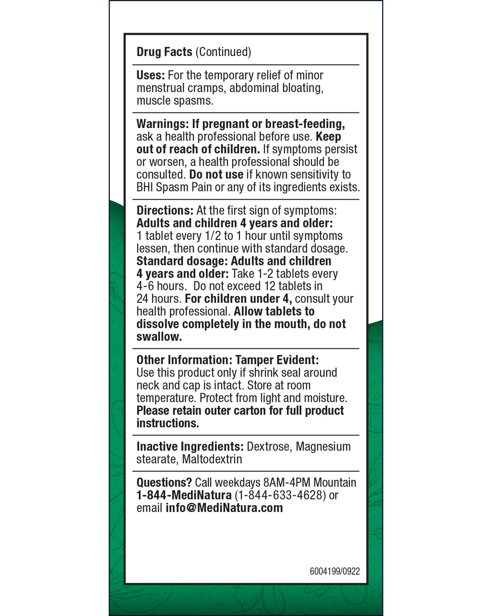 BHI Spasm/Cramp Relief - 100 Tablets
